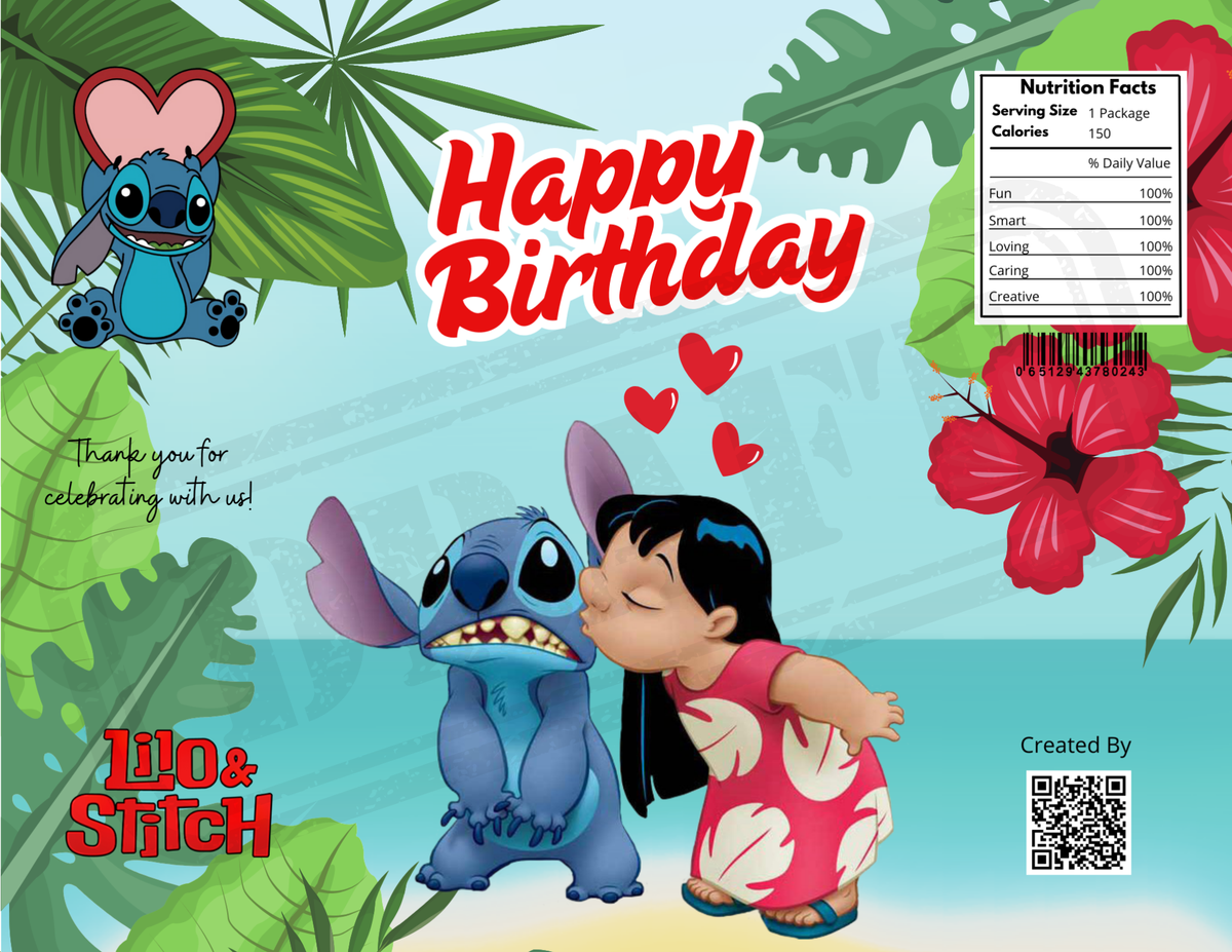 Personalized Lilo and Stitch Chip Bag Template – Editable in Canva | D ...