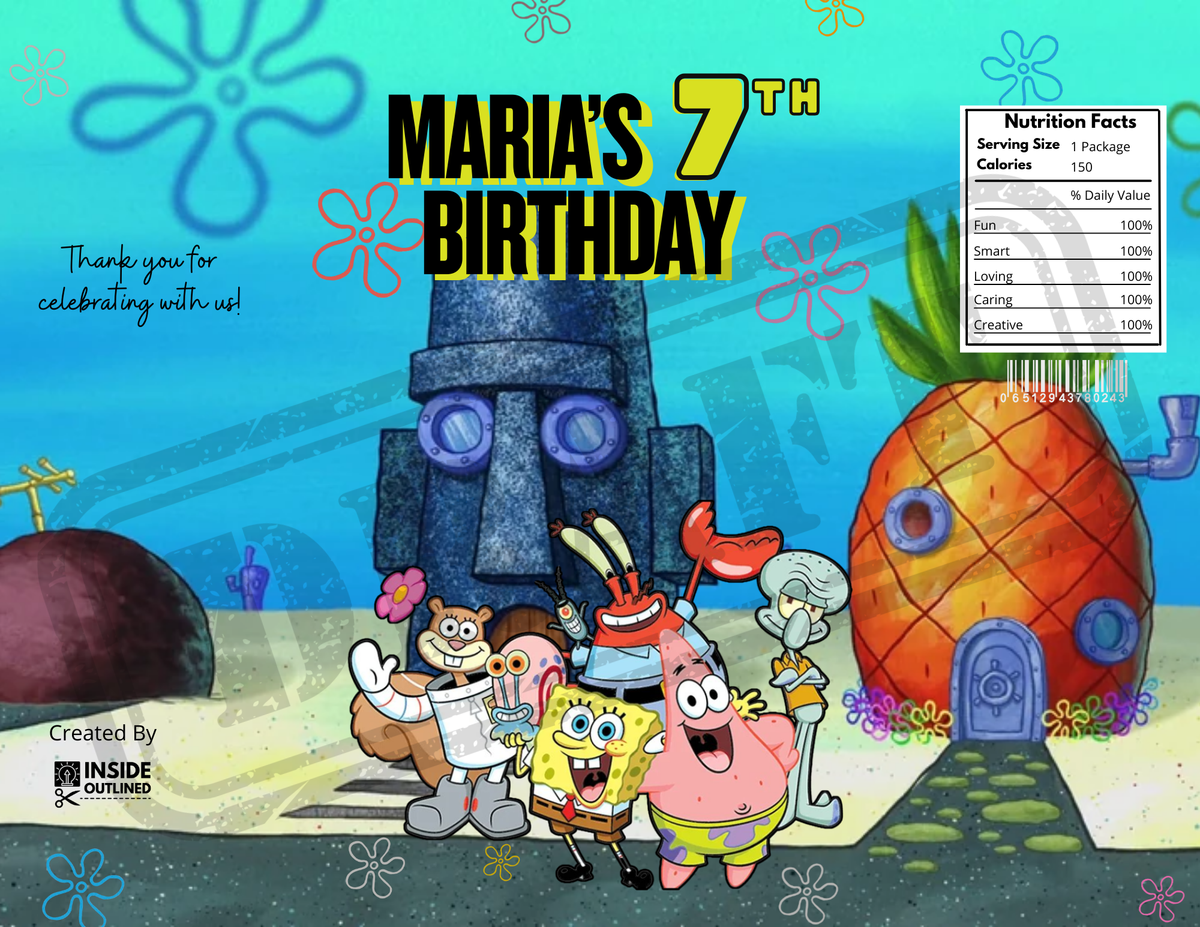 Personalized Spongebob Chip Bag Template – Editable in Canva | DIY Pri ...